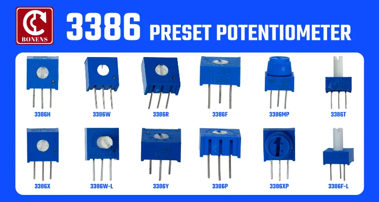 3386P-3 Trimpots with Knobs - 0.5W Single Turn Potentiometers