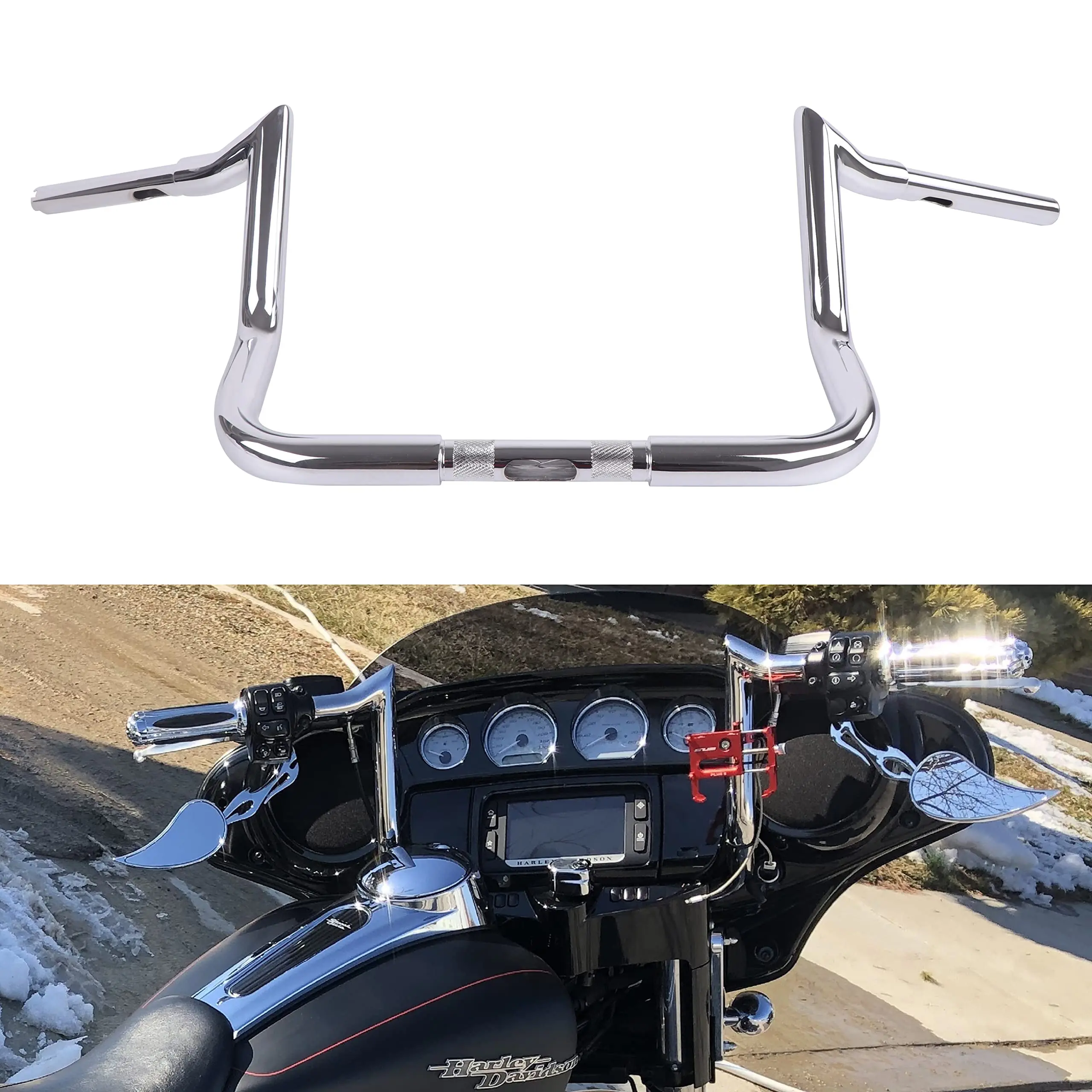 RACEPRO 12 Inch Glossy Black Motorcycle Handle Bar for Harley Davidson ...