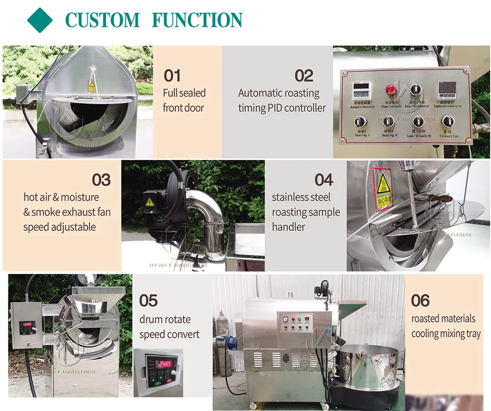 30kg/batch-500kg/batch Soya Roaster Oat Roaster Chinese Roaster