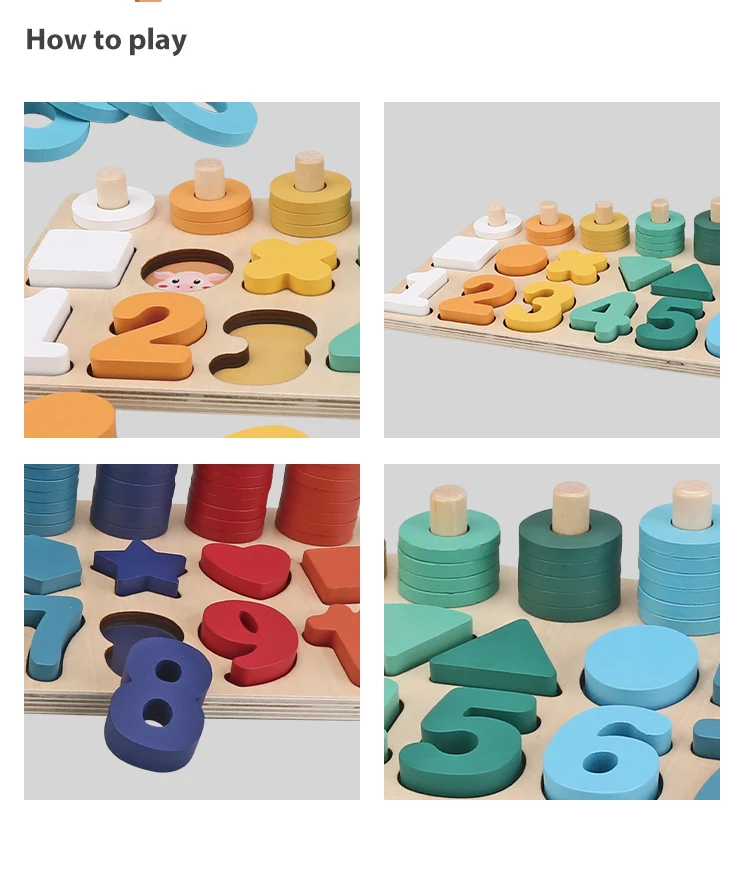 Happy Earth - Wooden Number Puzzle Montessori Shape Sorting Counting ...