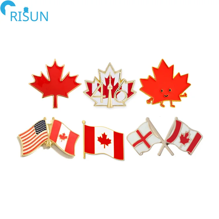Factory Custom Cross Flag Canada Maple Leaf Canadian Flag Enamel Lapel ...