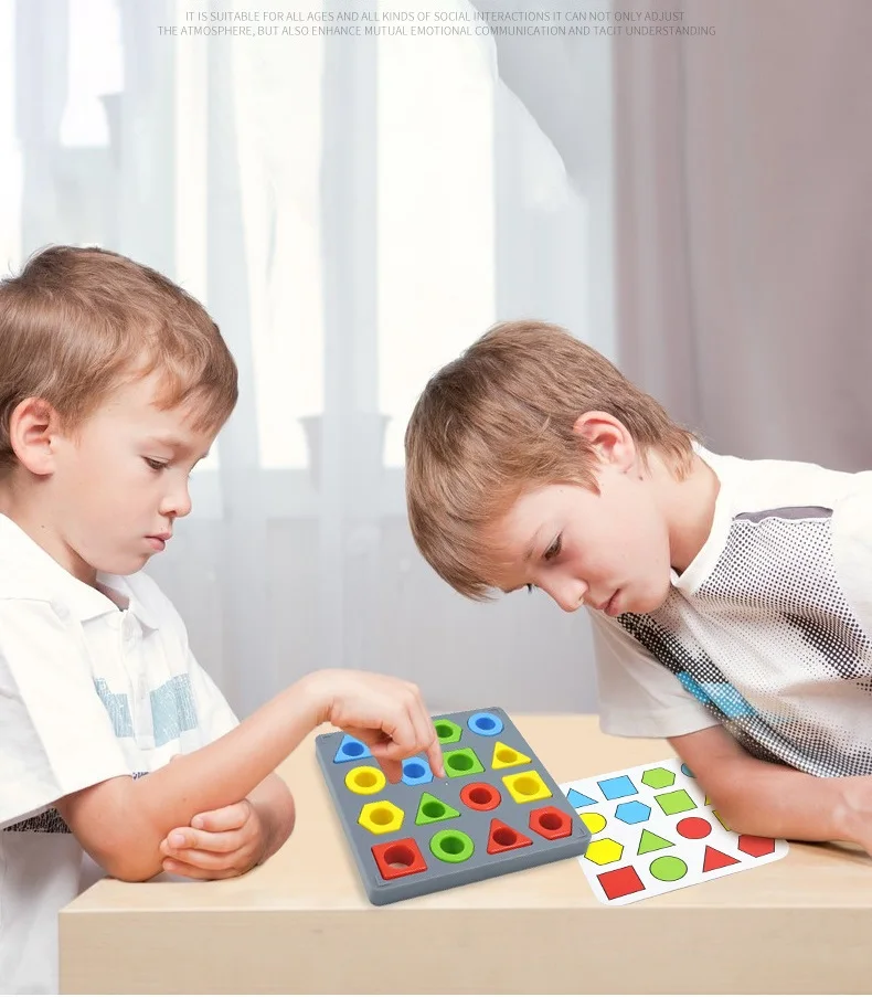 Kids Geometric Shape Color Matching Puzzle Baby Montessori Educational ...