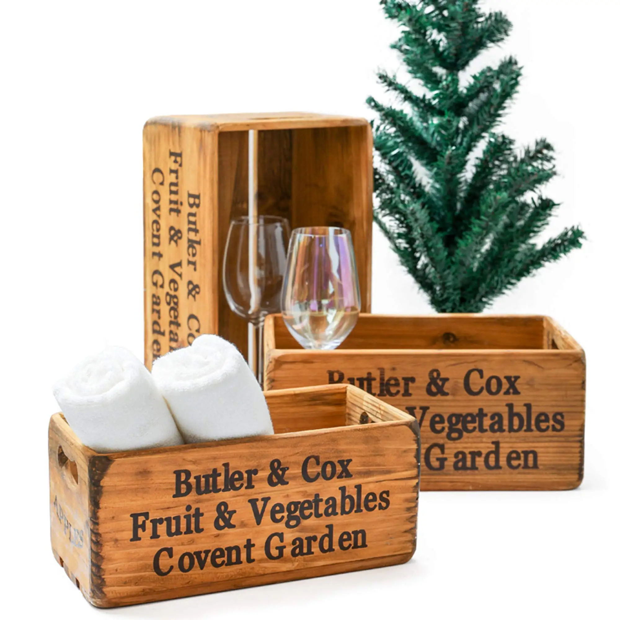 Decorative Farmhouse Wooden Storage Container Boxes Rustic Wood Nesting ...