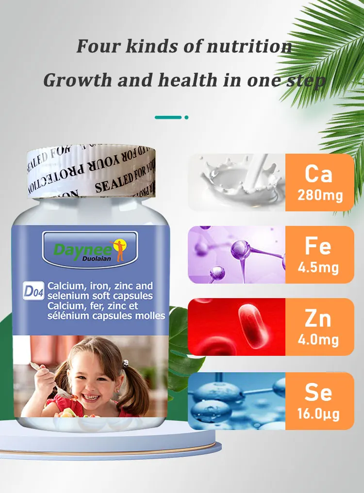 Calcium Iron Zinc Selenium Capsules Organic Herbal Healthy Supplement ...