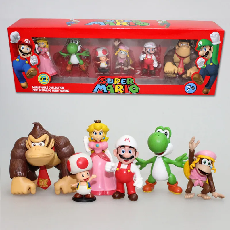 2024 Wholesale Game Mario Bros Color Box Packing Mario Toy Mini Figures ...