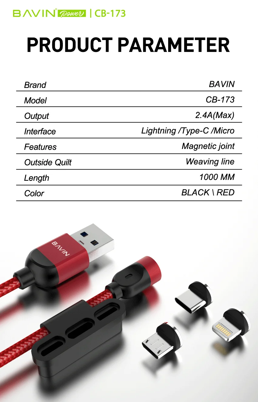 Bavin Magnetic 3 In 1 Fast Charging 2.4a Cell Mobile Phone Usb Mutil ...