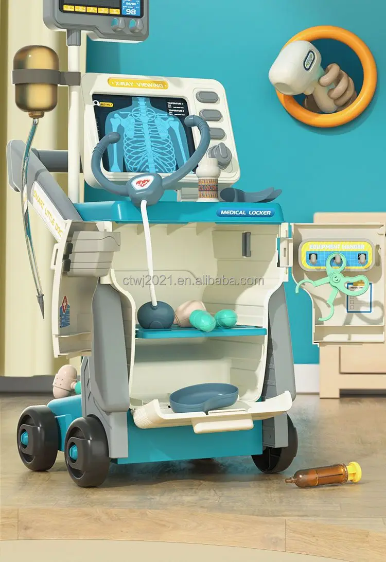 Children's Medical Trolley Doctor Toys Puzzle Tool Table Clinic Nurse ...