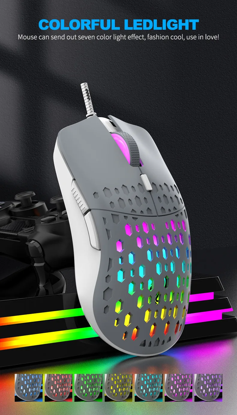 RAIKU G701 Gaming Mouse - Cool Light Cave Style & Ergonomic