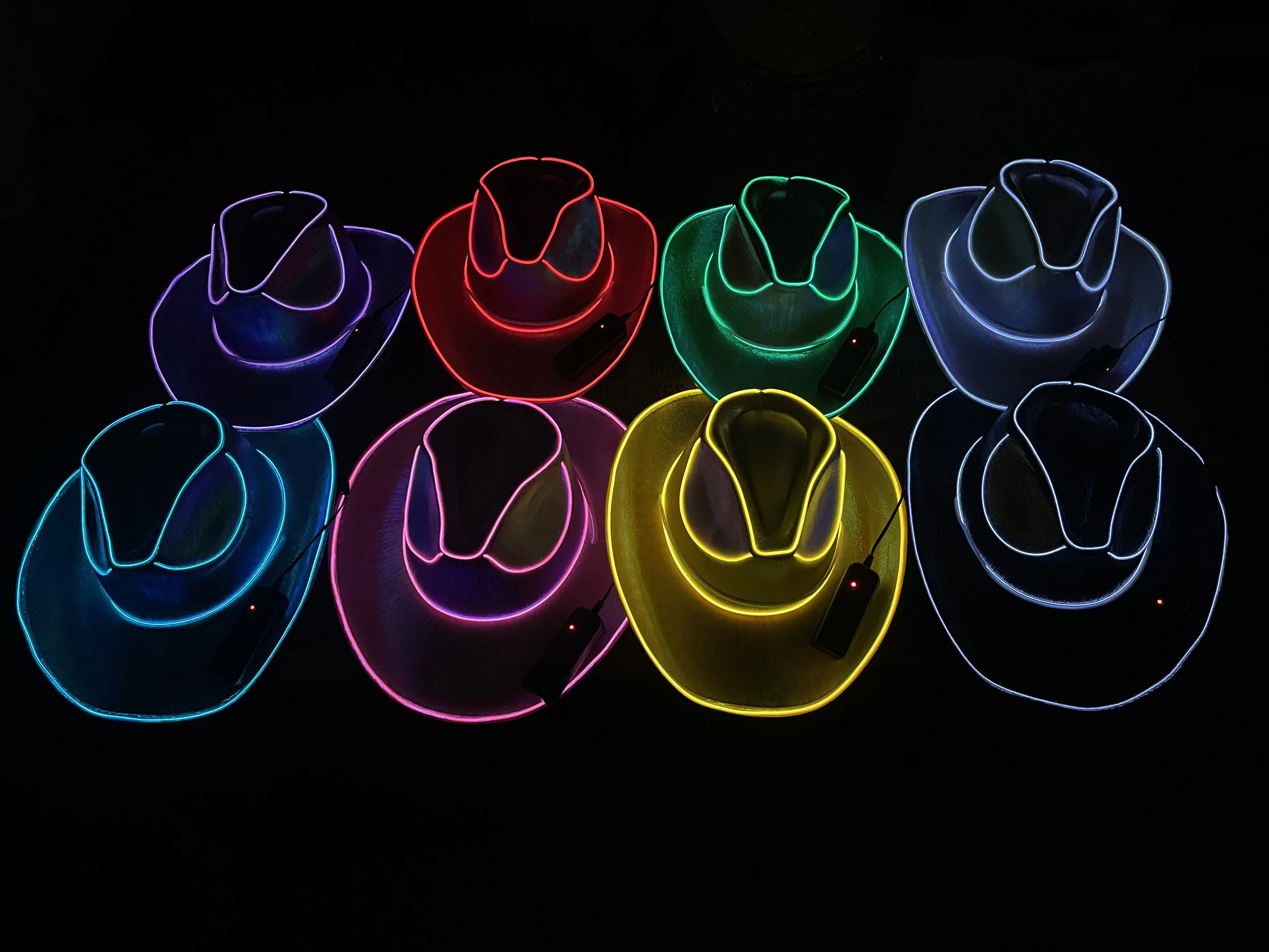 Customized Flashing Neon LED Light up Cowboy Hat for Halloween