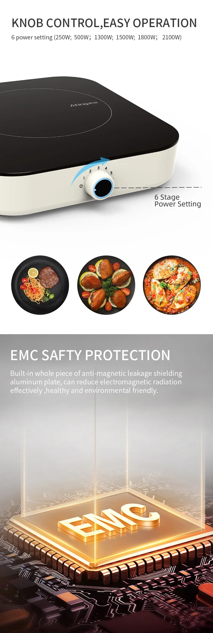 2100w Induction With Knob Blue Stove Ce Cb Cooktop Single Electric ...