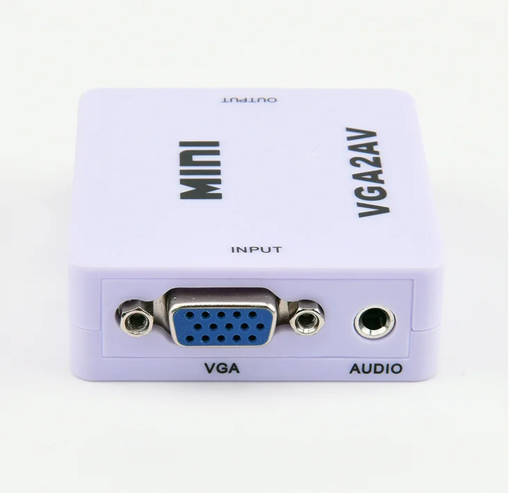 Mini Small White Box VGA2AV Vga to Rca Media Converter Audio and Video ...