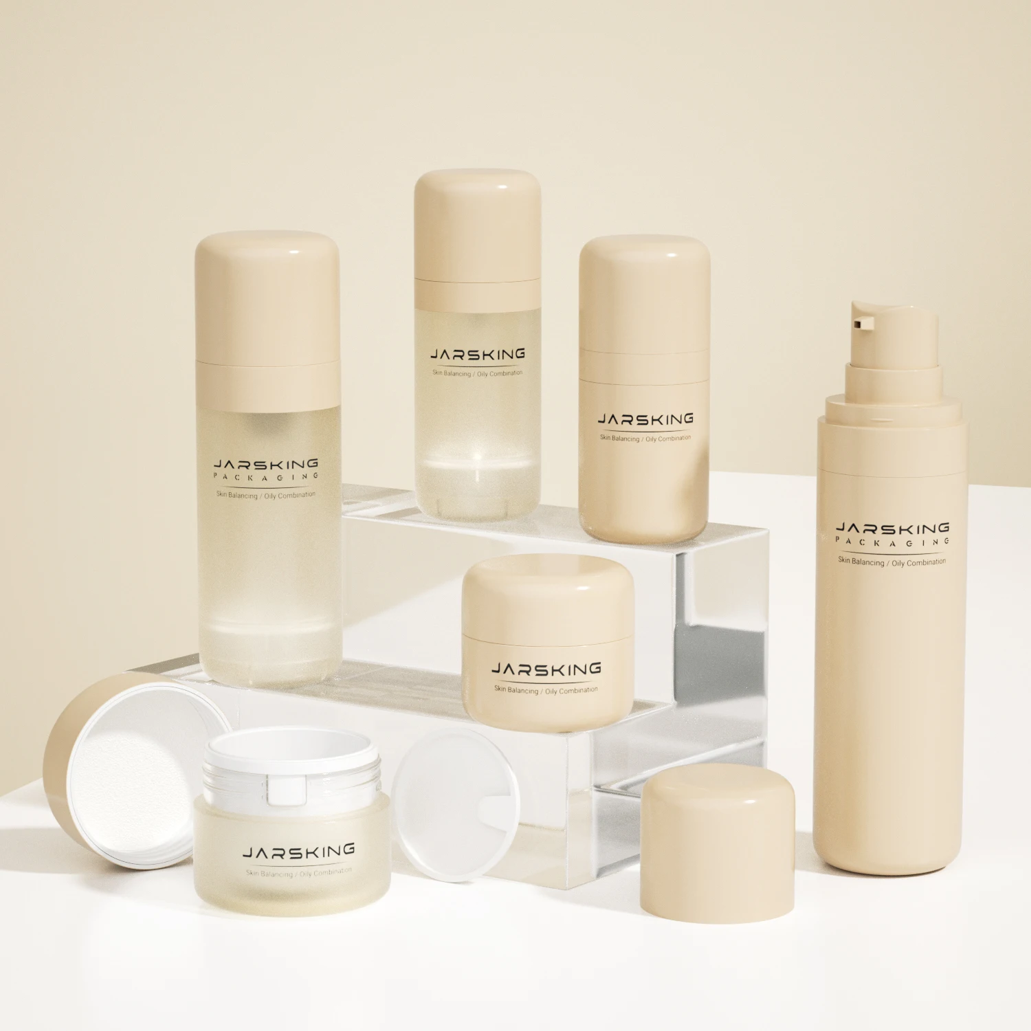 Luxury premium empty round skin care bottle frosted round airless ...