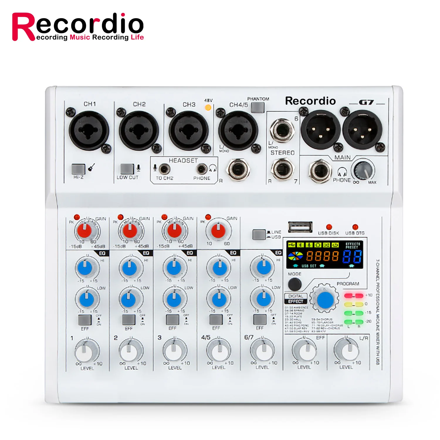 GAX-G7 Live Sound Card Mixer - Versatile for Outdoor Music