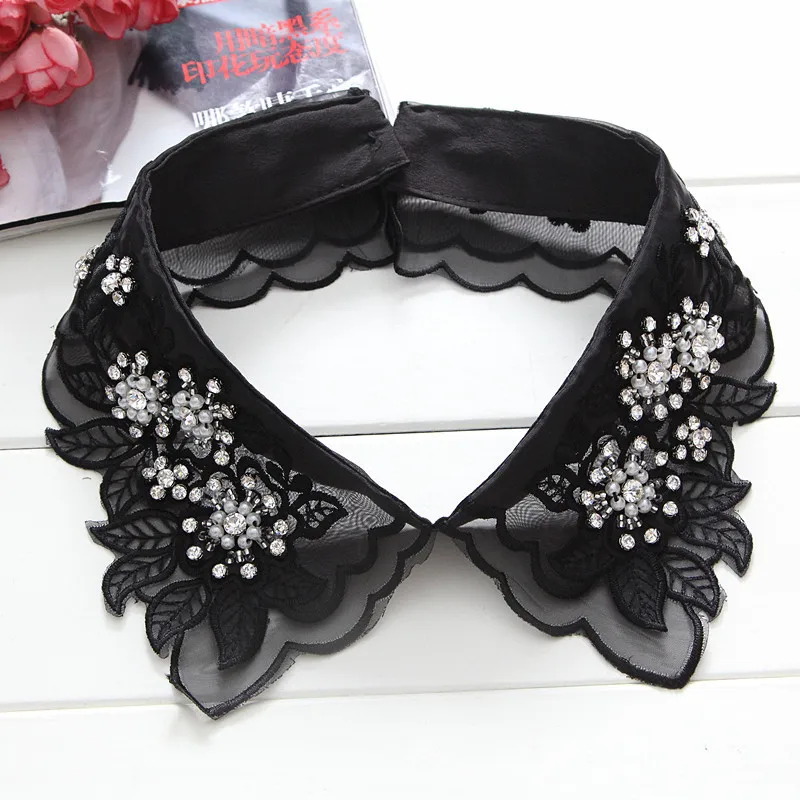 LS981 Handmade Pairs Rhinestones Lace Collar Appliques,Double Layer ...