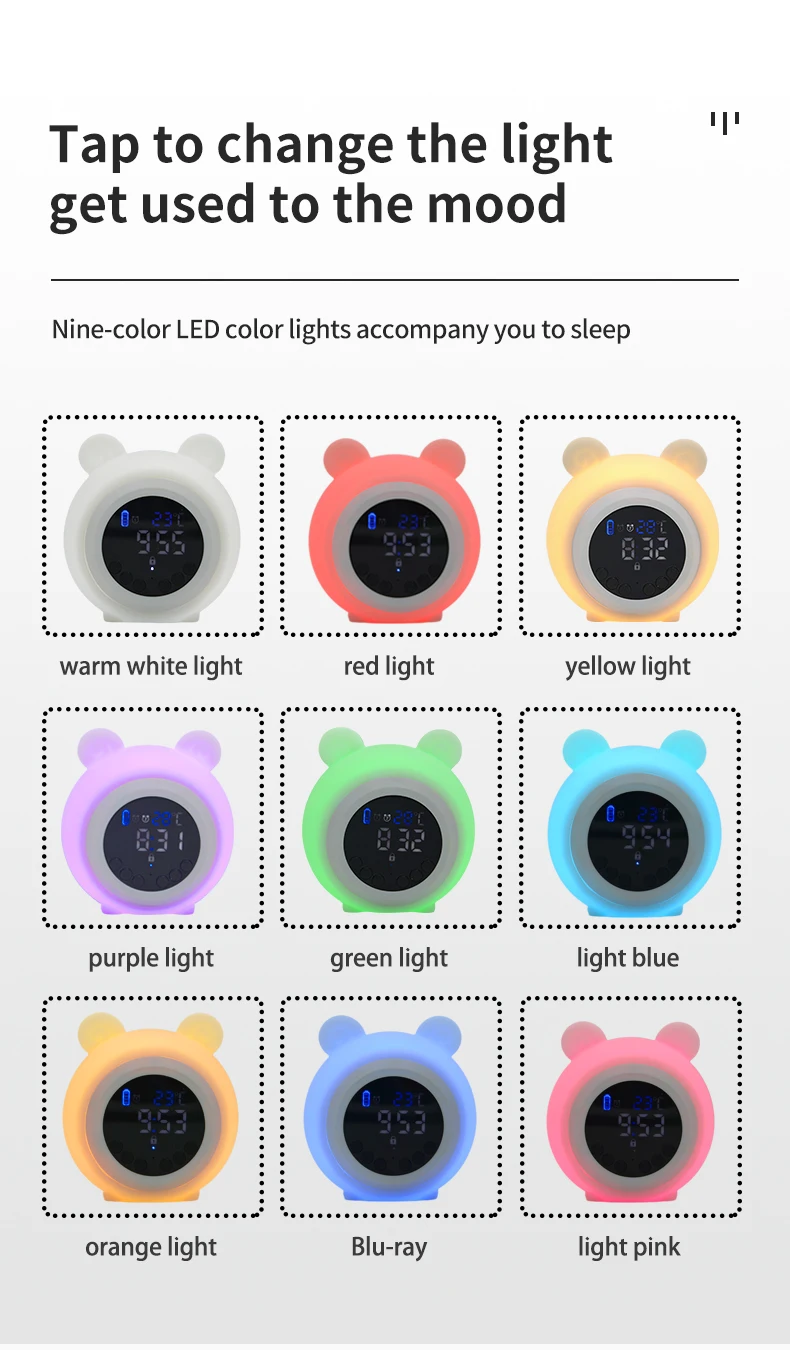 Color Changing Wake Up Sunrise Led Bedside Wake-up Light Alarm Clock ...