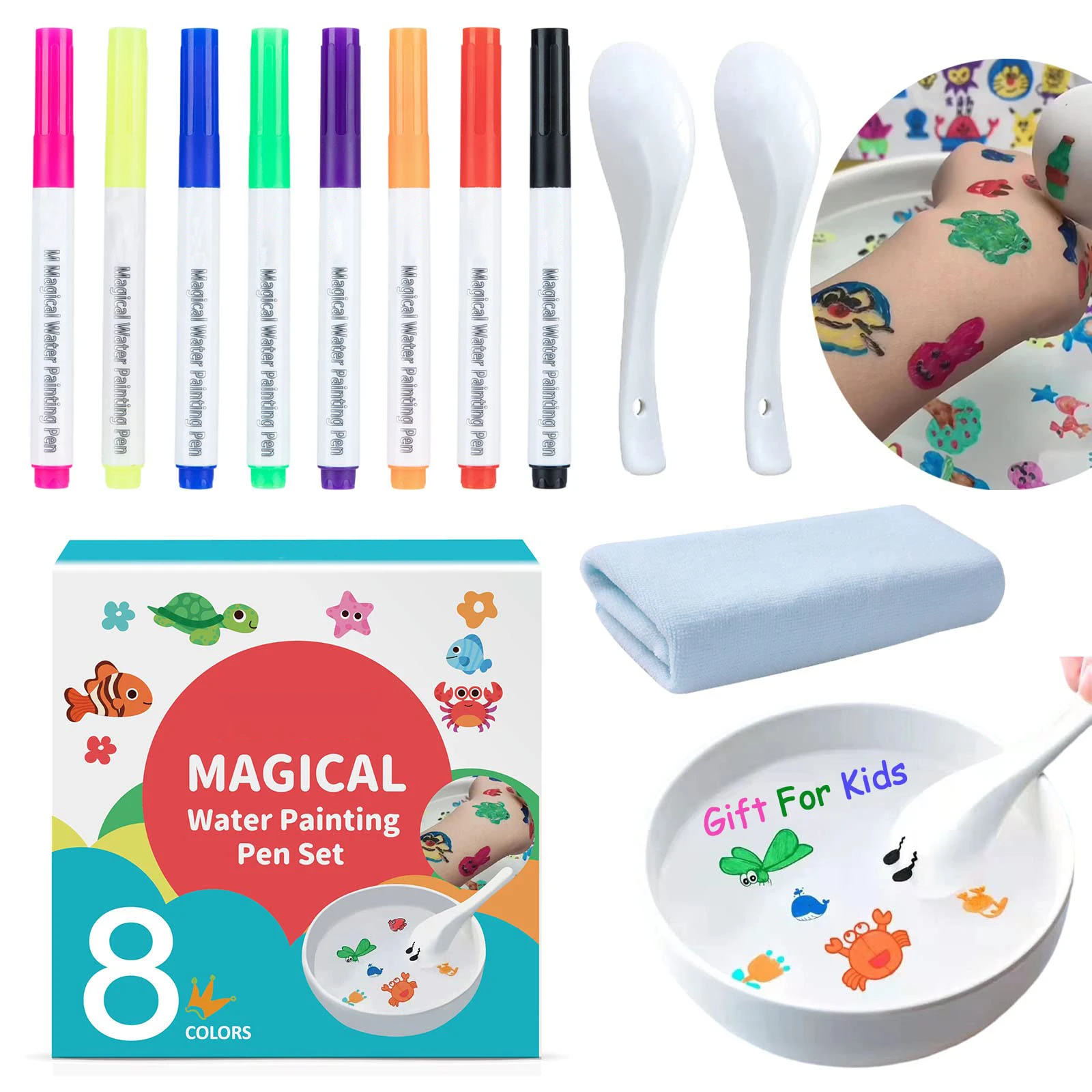 8 Colors Kids Magic Drawing Pen Bundle Magical Water Painting Floating ...