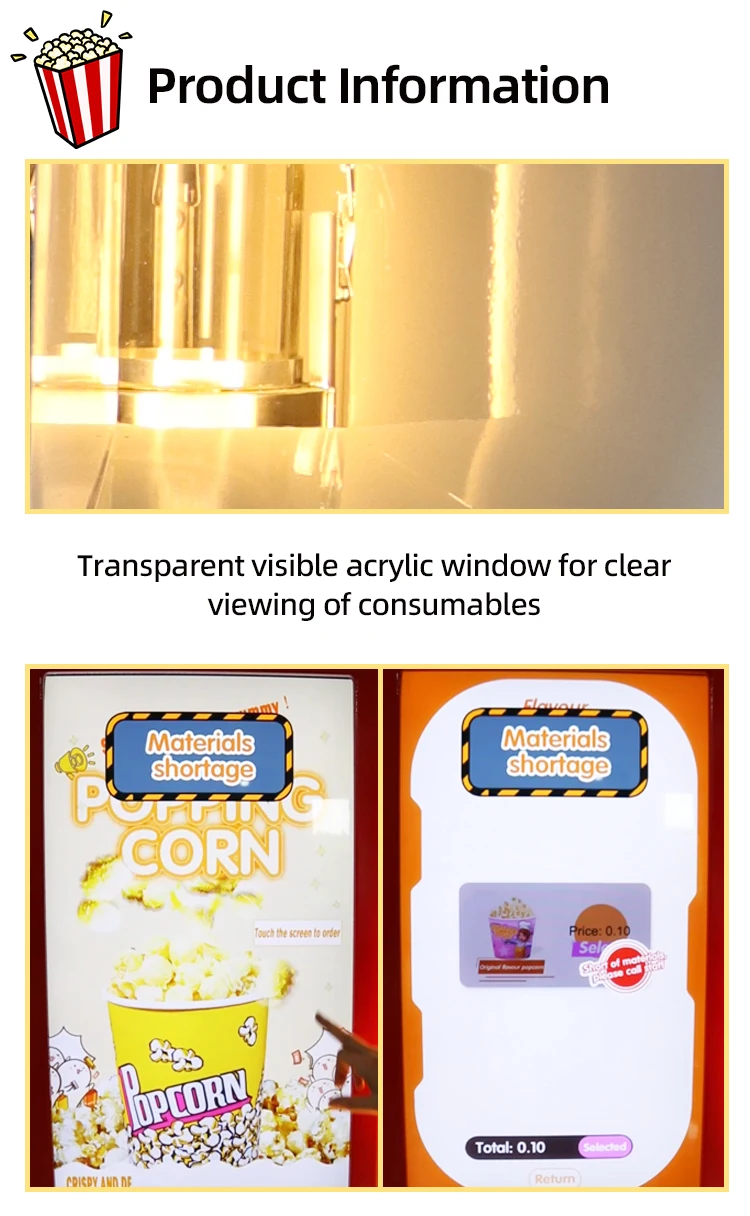 Automated Visual Window Popcorn Vending Machine Supplier - Buy ...
