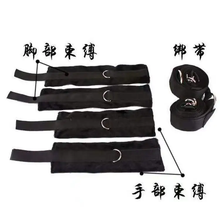 Bdsm Black Webbing Binding Plush Handcuffs Foot Cuffs Sex Slaves Bed ...