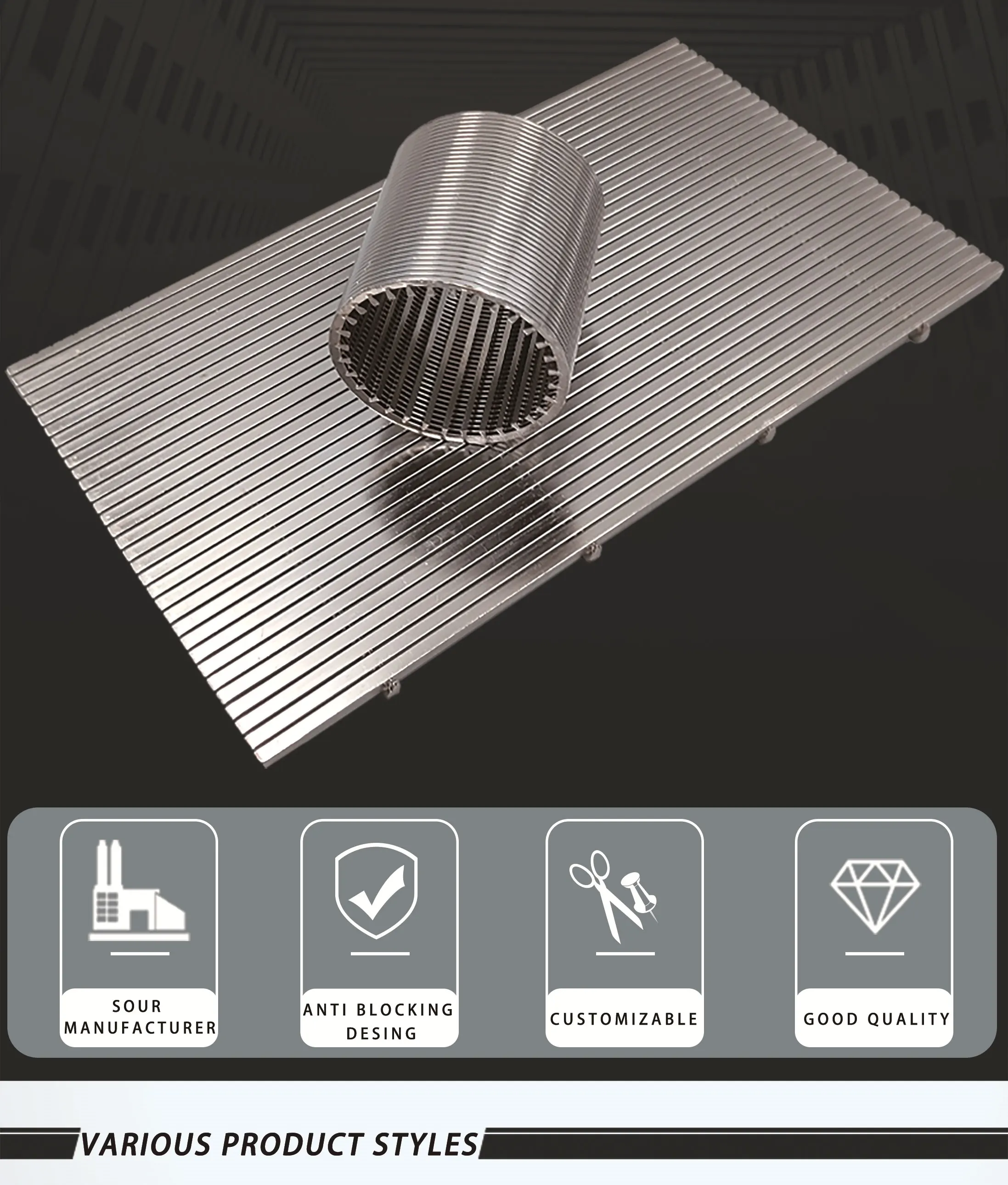 Stainless Steel 304 Wedge Wire Mesh Panel Trapezoidal Wire Screen ...