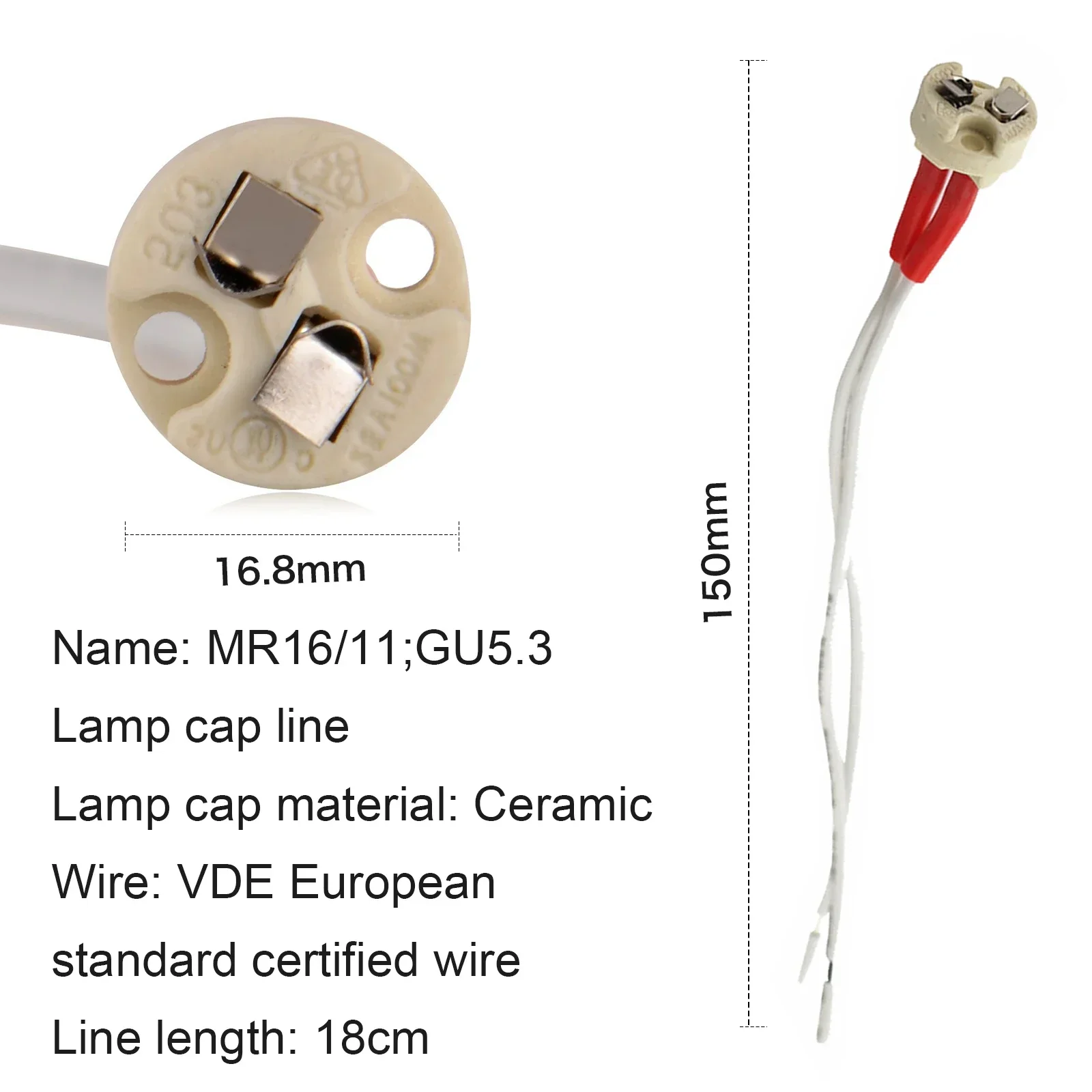Mr16 Gu10 Lamp Holder Bulb Base With Wire Ceramic Halogen Socket ...