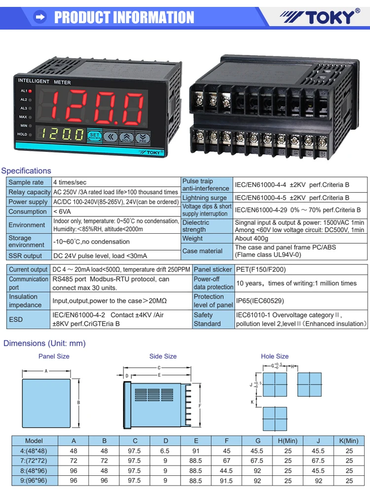 Toky Industrial Sensor Indicator With Rs485 4 Digits Digital Display Linear Displacement ...