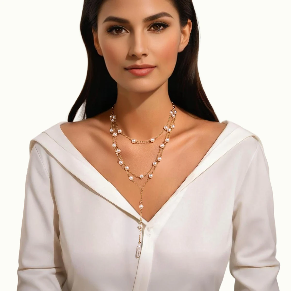 Vintage Multilayer Imitation Pearl Pendant Necklaces For Women Fashion ...