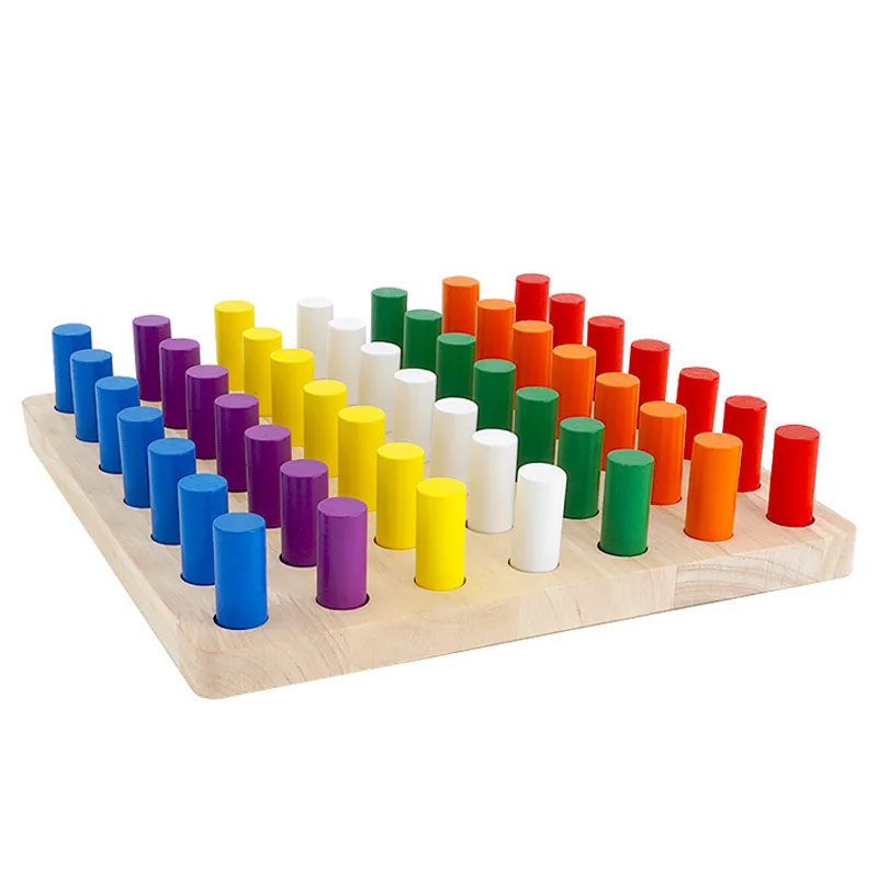 Montessori Children Wooden Rainbow Cylinder Board Early Educational ...