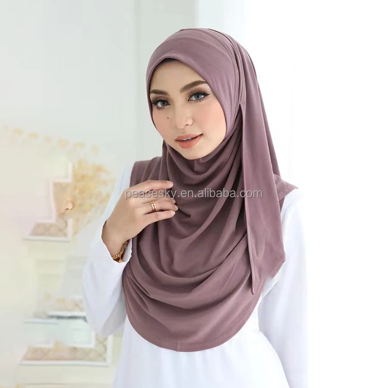 High Quality Crepe Instant Hijab Jersey With Tie Back Tudung Malaysia ...