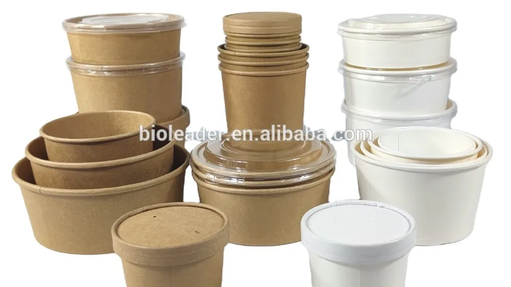 Eco Friendly Cheap Disposable Round Container Compostable Kraft Paper ...