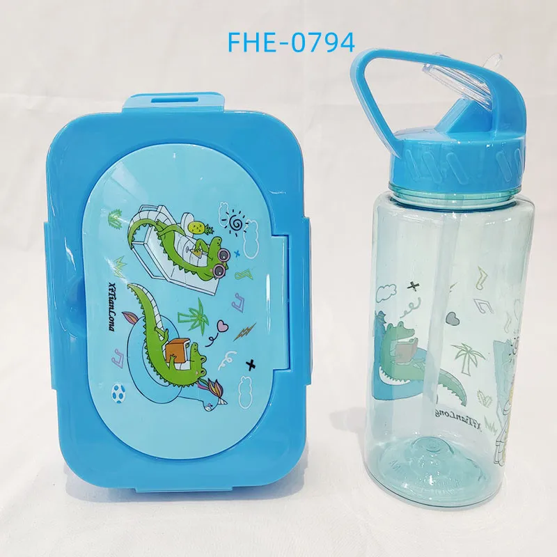 Kids Plastic Bento Lunch Box Bpa Free Eco-friendly Cute With Water ...