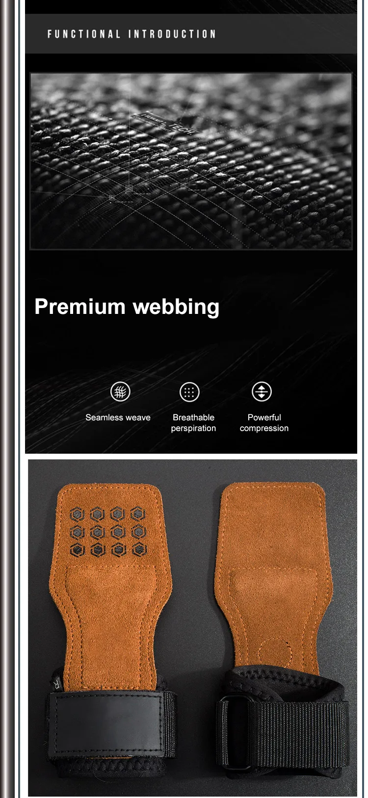 Premium Silicone Padding Protect Palm Hand Lifting Grip Pad Gym Adjustable Wrist Straps For ...