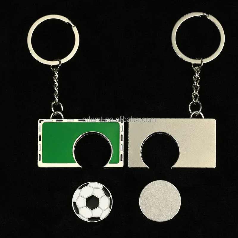 Removable Football Keychains Metal Coin Holder Soccer Field Keychain ...
