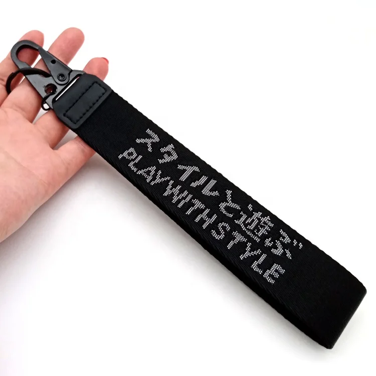 Custom Nylon Fabric Hand Wrist Wristlet Key Chain Holder
