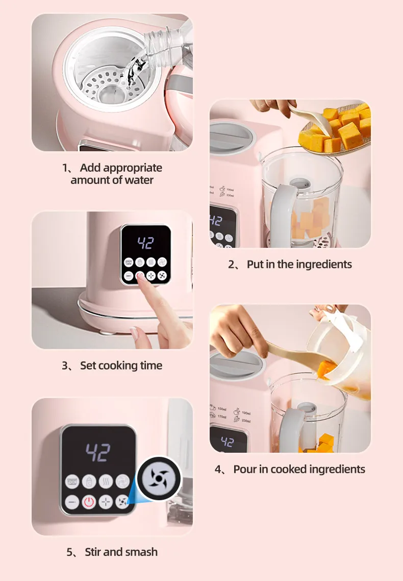 Multifunction Touchable Mini Electric Steamer Baby Food Processor Baby ...