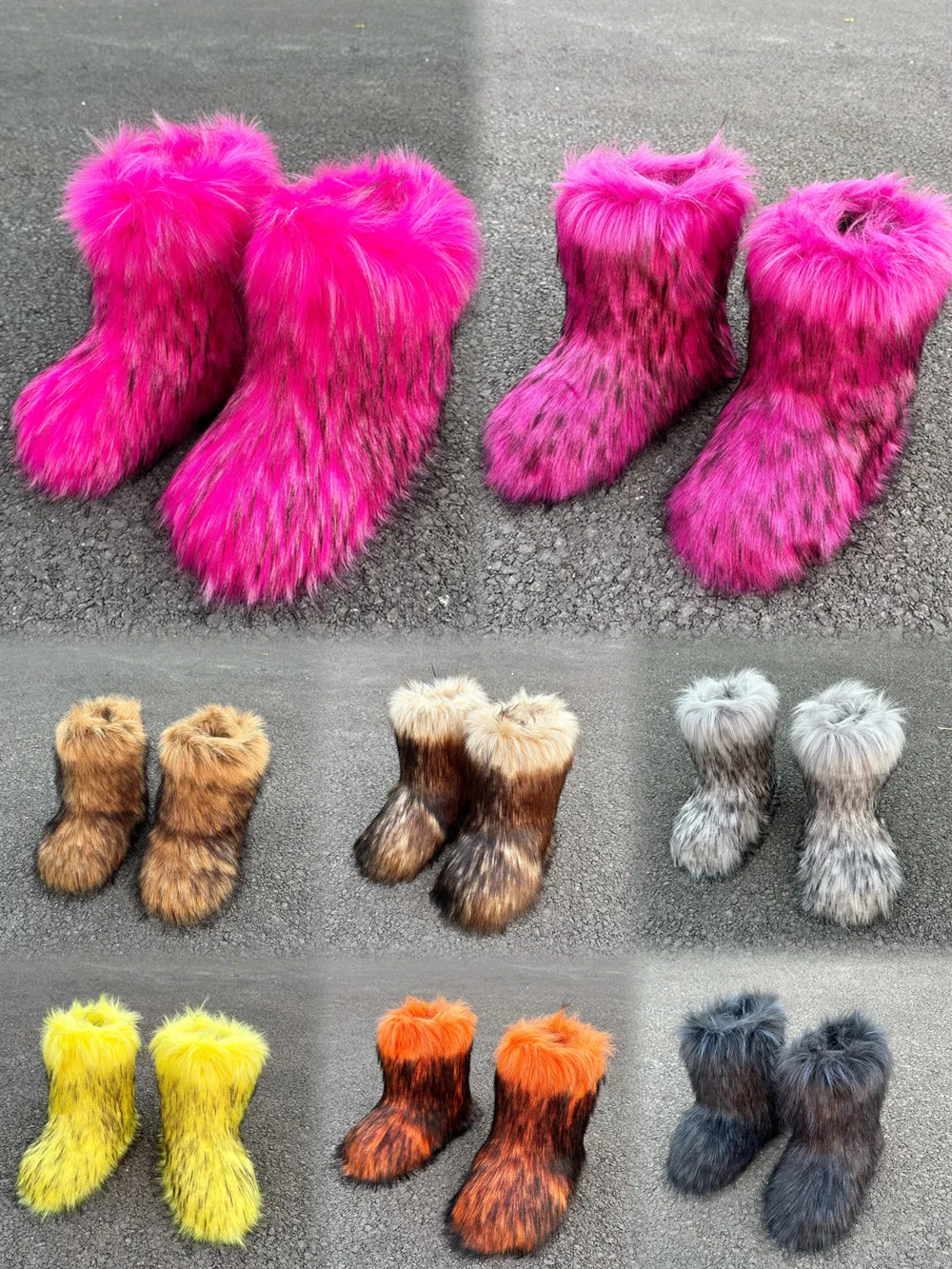 Warm & Stylish: Girls Fluffy Faux Fox Fur Boots for Winter