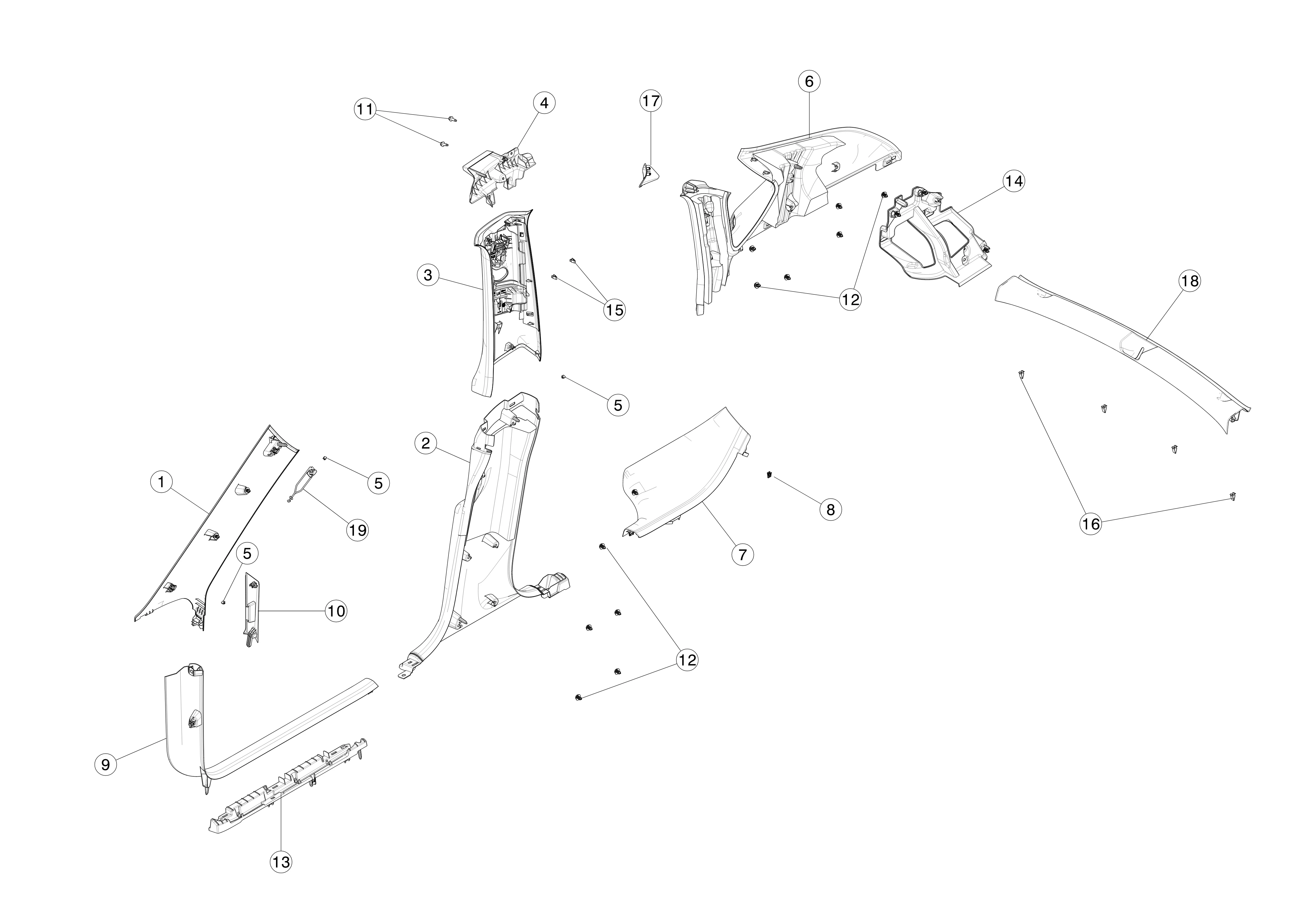 BAINEL Rear Right C-Pillar Upper Trim for TESLA MODEL Y