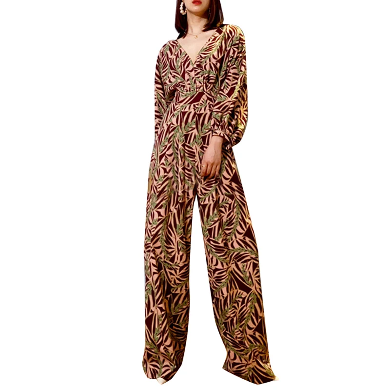 Chicever Women Jumpsuit Vintage Colorblock Gathered Waist Jumpsuits For ...