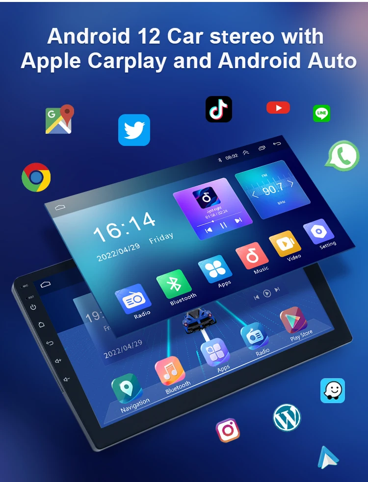 Ac8227l Android 12 Version Bt4.1 2+32g Carplay & Android Auto 12v Ips ...