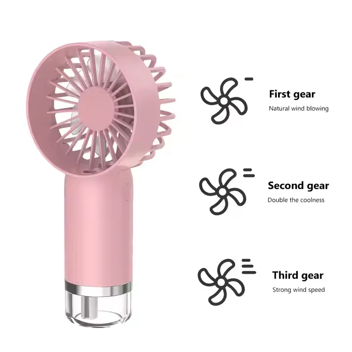 Customizable Mist Handheld Fan - 3-Speed USB Rechargeable