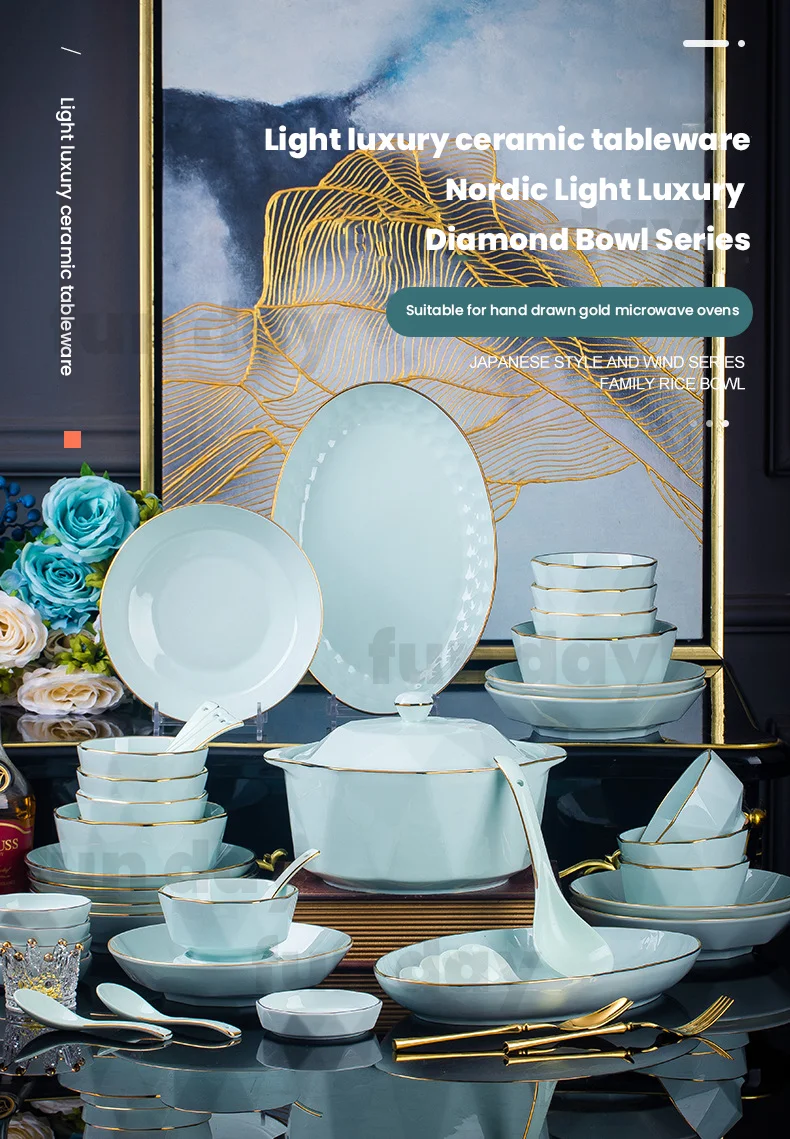 Different Styles Plate Bowl Spoon Chopsticks Dinnerware Underglaze ...