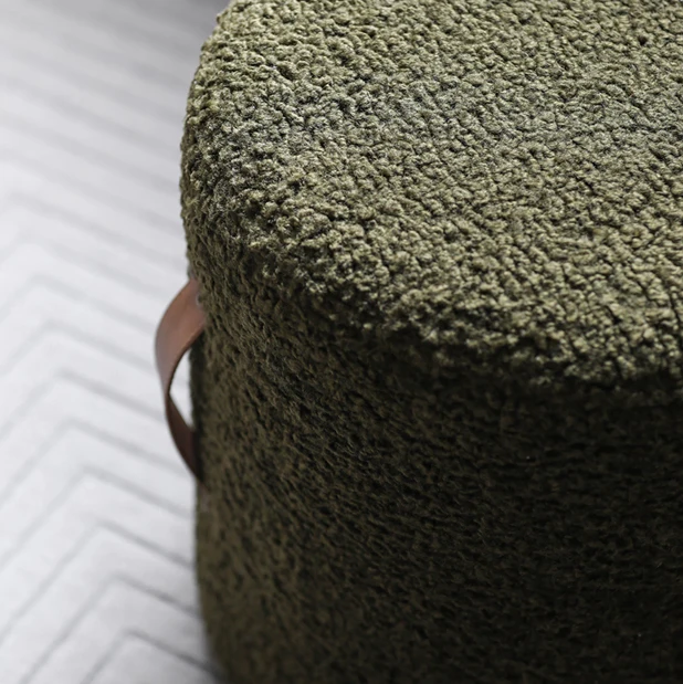Custom Round Storage Stool - Modern Boucle Ottoman
