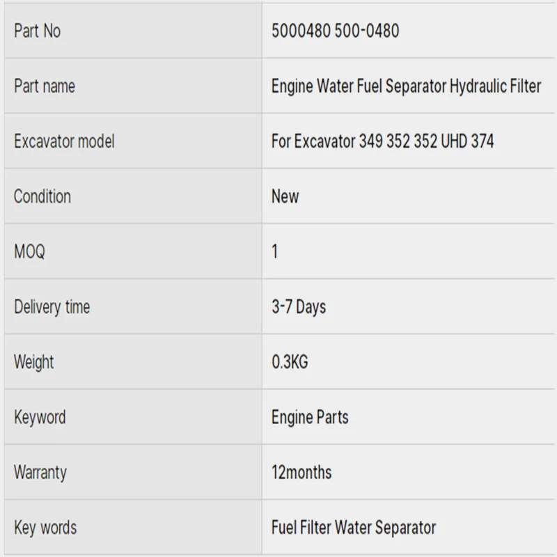 Truck Engine Fuel Filter Oil Filter Oe500-0480 - Buy Fuel Engine Filter ...