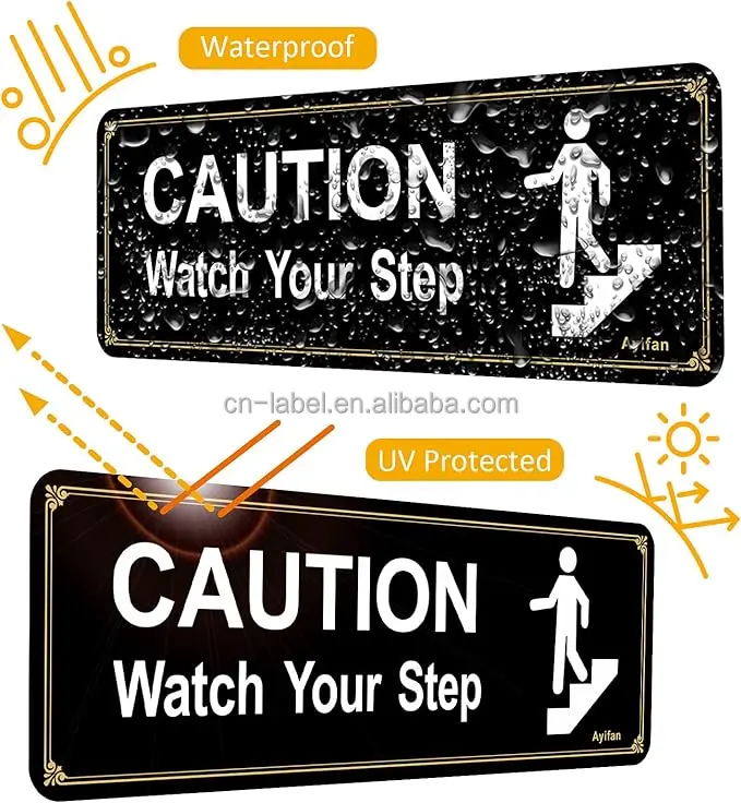 Caution Watch Your Step Sign For Floor Acrylic Pmma With Symbols Self ...