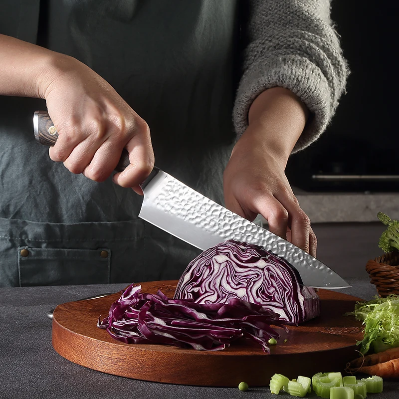 Hv1 Innovative Design 8 Inch Chefs Knife 5cr15mov Steel Hammer Blade ...