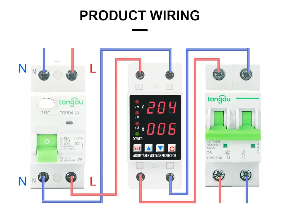 Din Rail Dual Display Adjustable over Voltage Protective Device