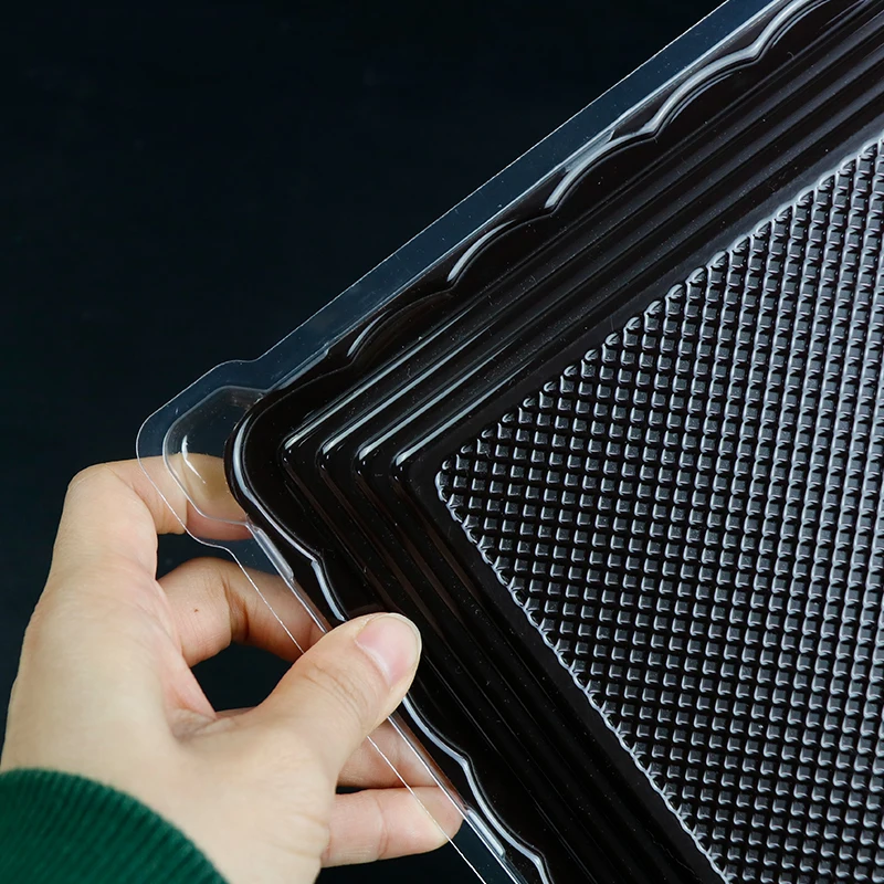 Rectangular Long Cake Rectangular Plastic Gold Container Bakery Take ...