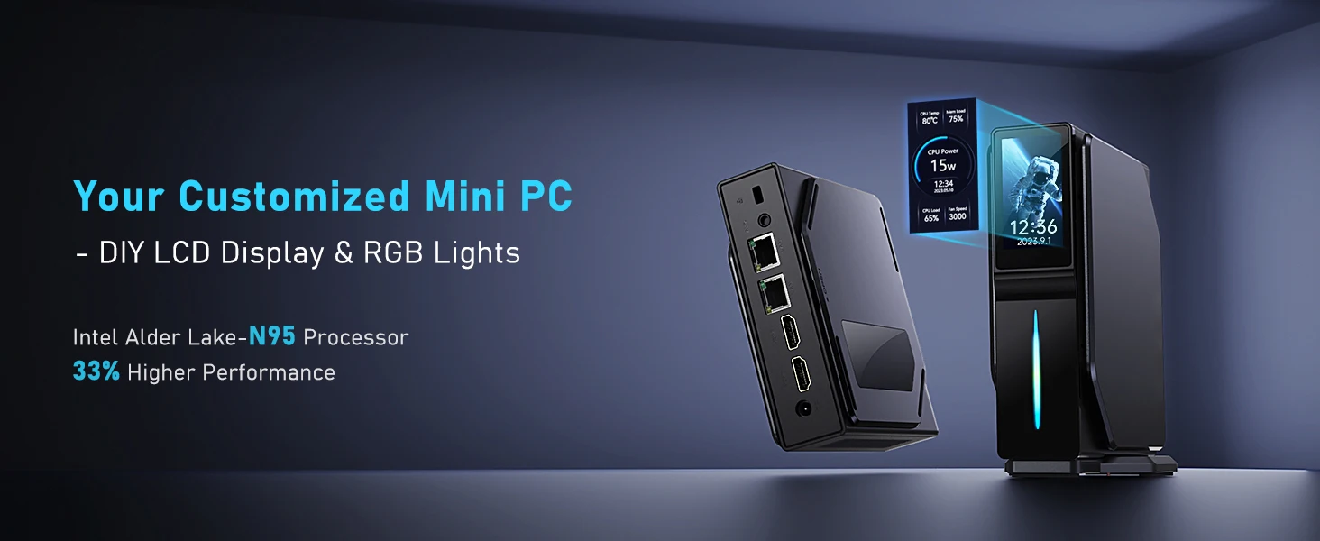 CYX S1 Mini PC with LCD Screen - Intel Alder Lake-n95