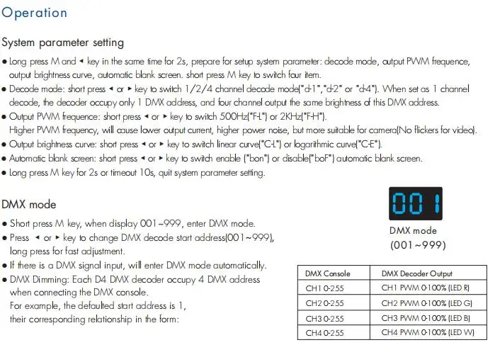 4 Channel Light Controller - Skydance D4 Factory DMX Decoder