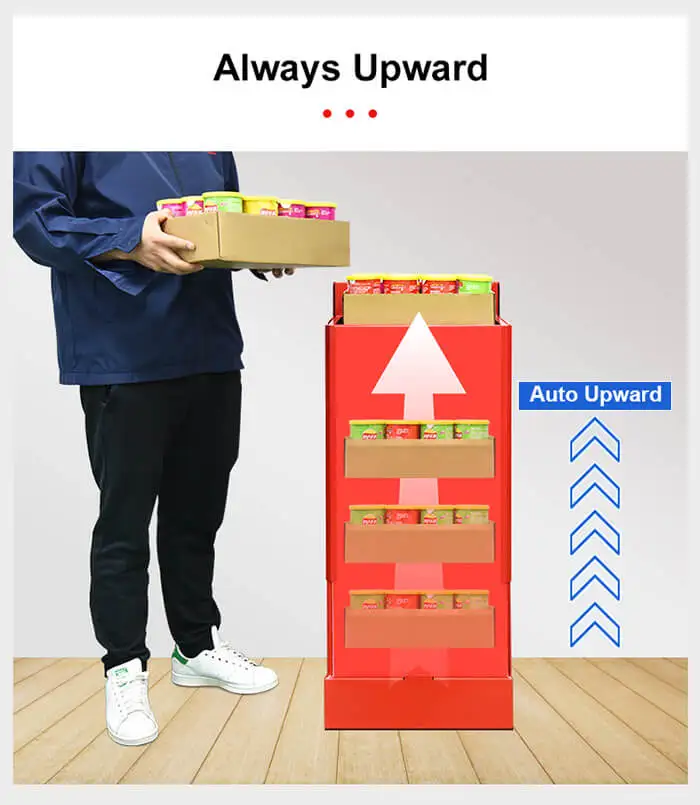 Customized Spring Loaded Auto Lift Display Beverage Vender