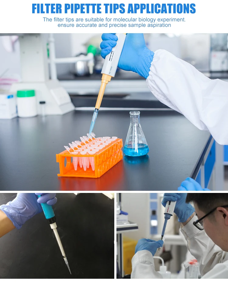 Lab Disposable Micropipette Tip Universal Pipette Filter Tips 10ul 20ul ...